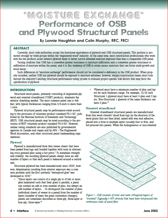 2003 06 Moisture Exchange | IIBEC