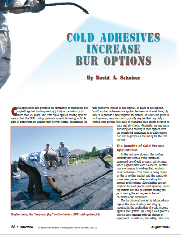 2003 08 Cold Adhesives | IIBEC