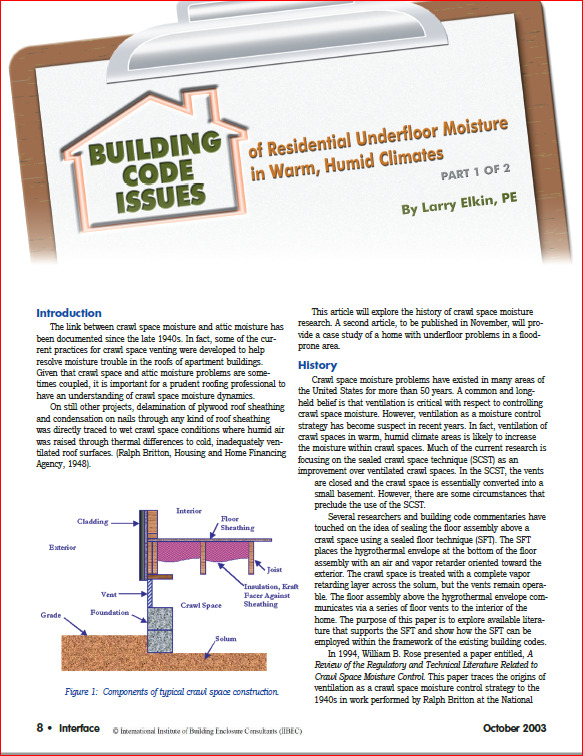 2003 10 Building Code Issues | IIBEC