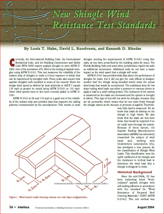 2004 08 New Shingle Wind Resistance | IIBEC