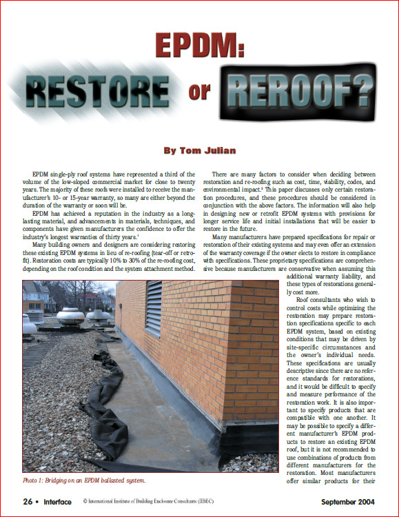 2004 09 Restore Or Reroof | IIBEC