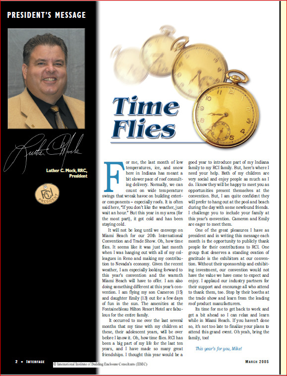 2005 03 Presidents Message | IIBEC