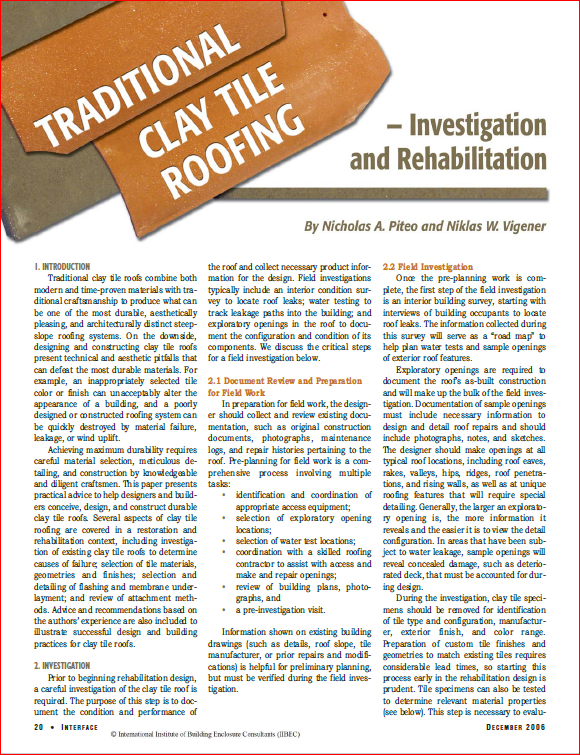 2006 12 Traditional Clay Tile | IIBEC