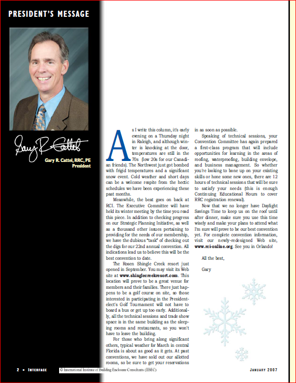 2007 01 Presidents Message | IIBEC