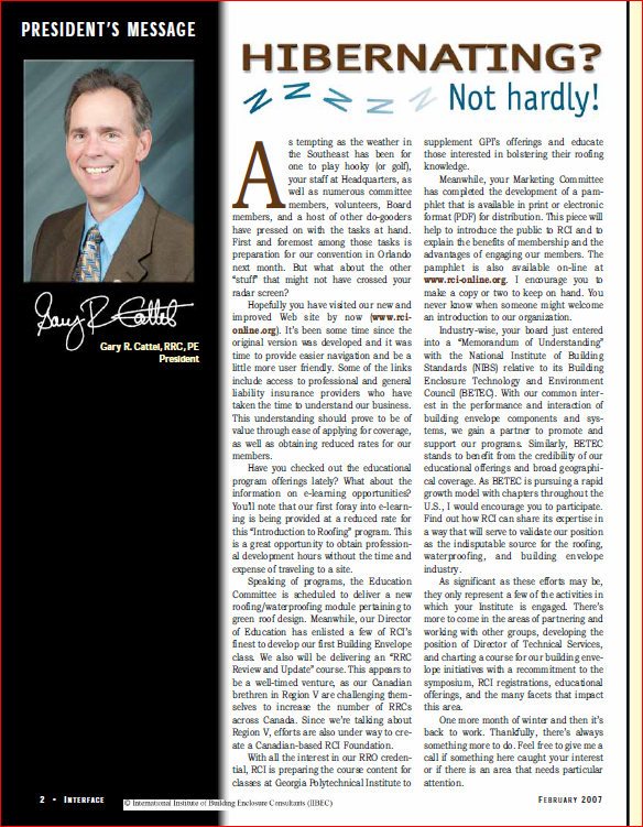 2007 02 Presidents Message | IIBEC