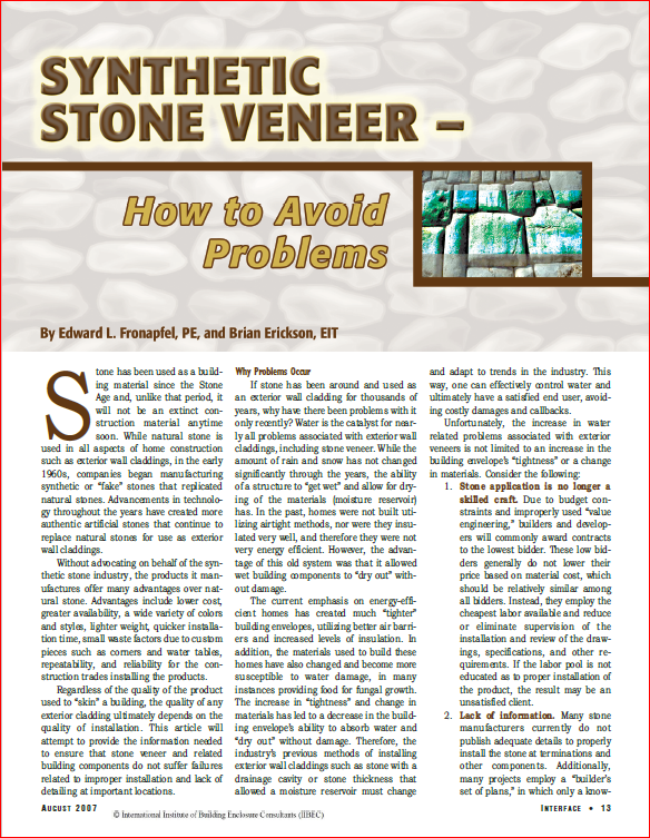 2007 08 Synthetic Stone Veneer | IIBEC