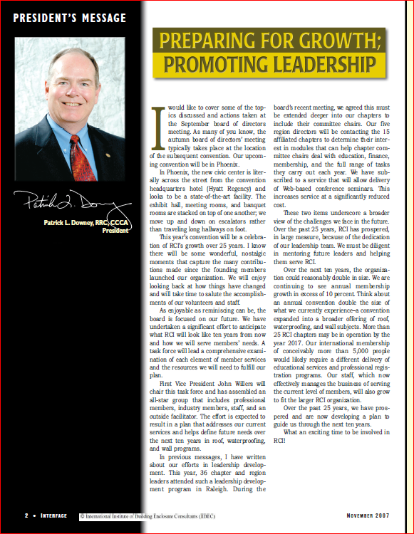 2007 11 Presidents Message | IIBEC