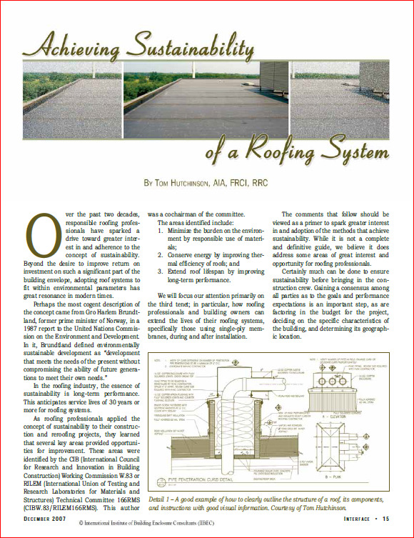 2007 12 Achieving Sustainability | IIBEC