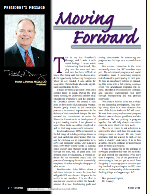 2008 03 Presidents Message | IIBEC