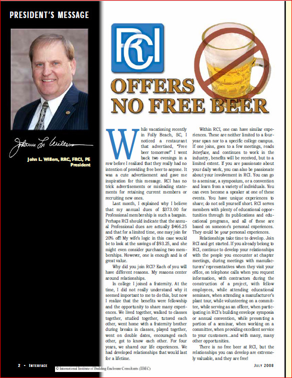 2008 07 Presidents Message | IIBEC