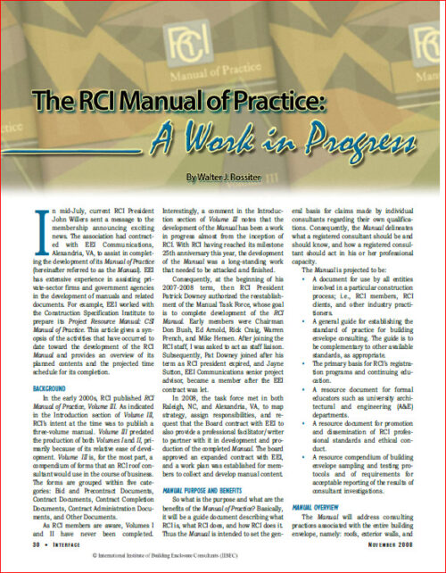 2008 11 RCI Manual | IIBEC