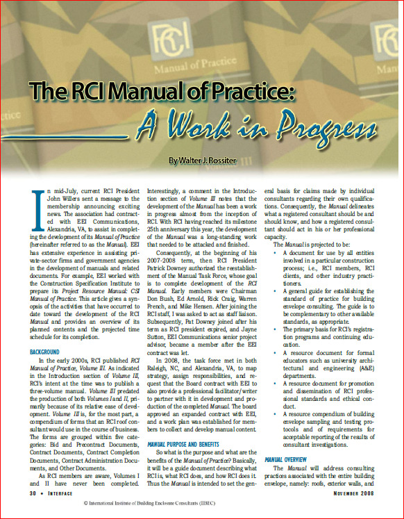 2008 11 RCI Manual | IIBEC
