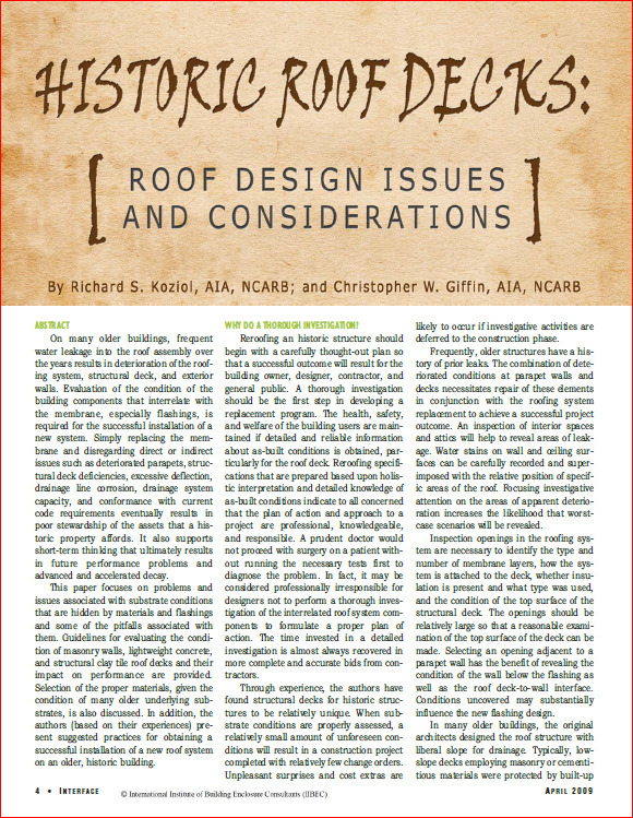 2009 04 Historic Roof Decks | IIBEC