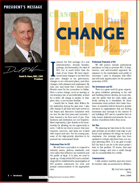 2009 04 Presidents Message | IIBEC