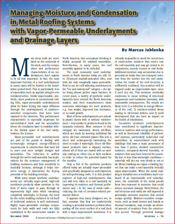 2009 11 Managing Moisture | IIBEC