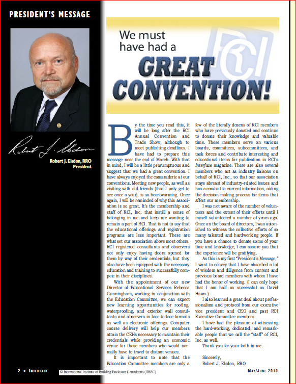 2010 05 Presidents Message | IIBEC