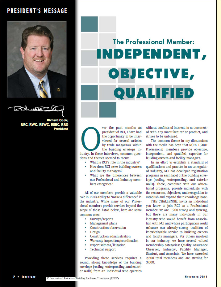 2011.11 Presidents Message | IIBEC