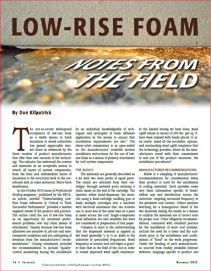 2012.11 Low Rise Foam | IIBEC