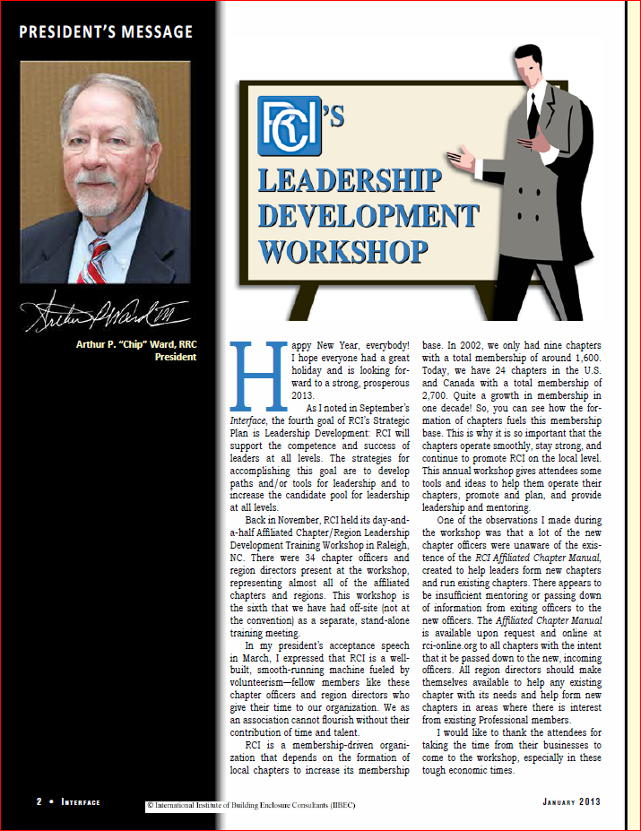 2013 01 Presidents Message | IIBEC