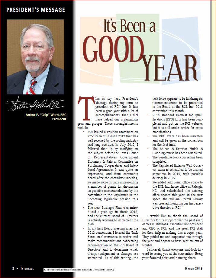 2013 03 Presidents Message | IIBEC