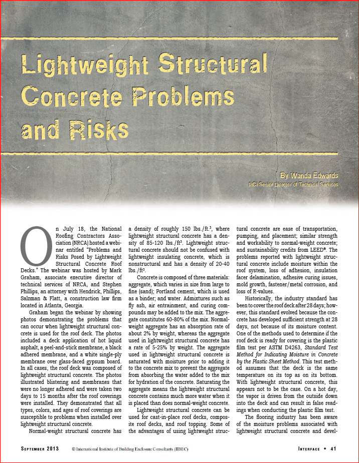 2013 09 Lightweight Structural Concrete | IIBEC