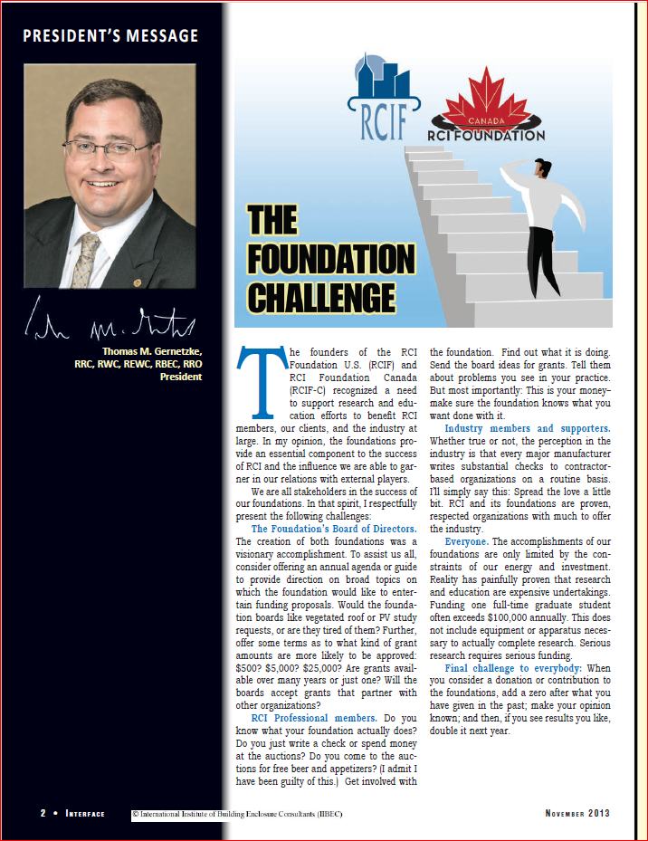 2013 11 Presidents Message | IIBEC