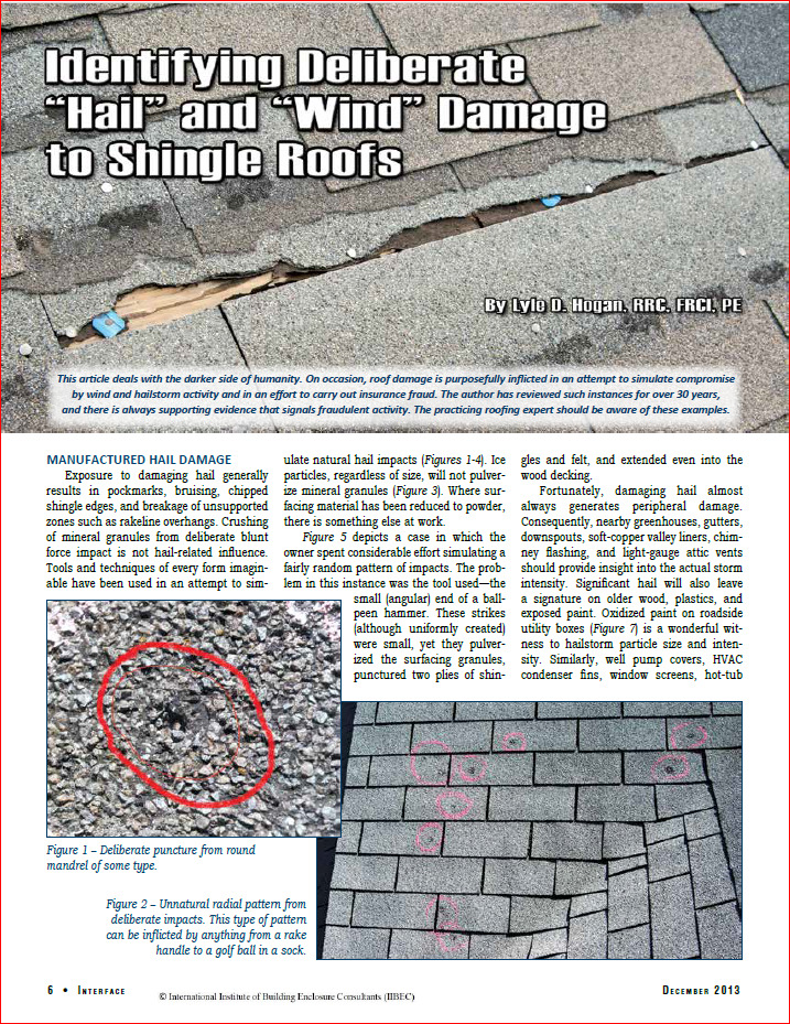 2013 12 Identifying Deliberate Hail & Wind Damage | IIBEC
