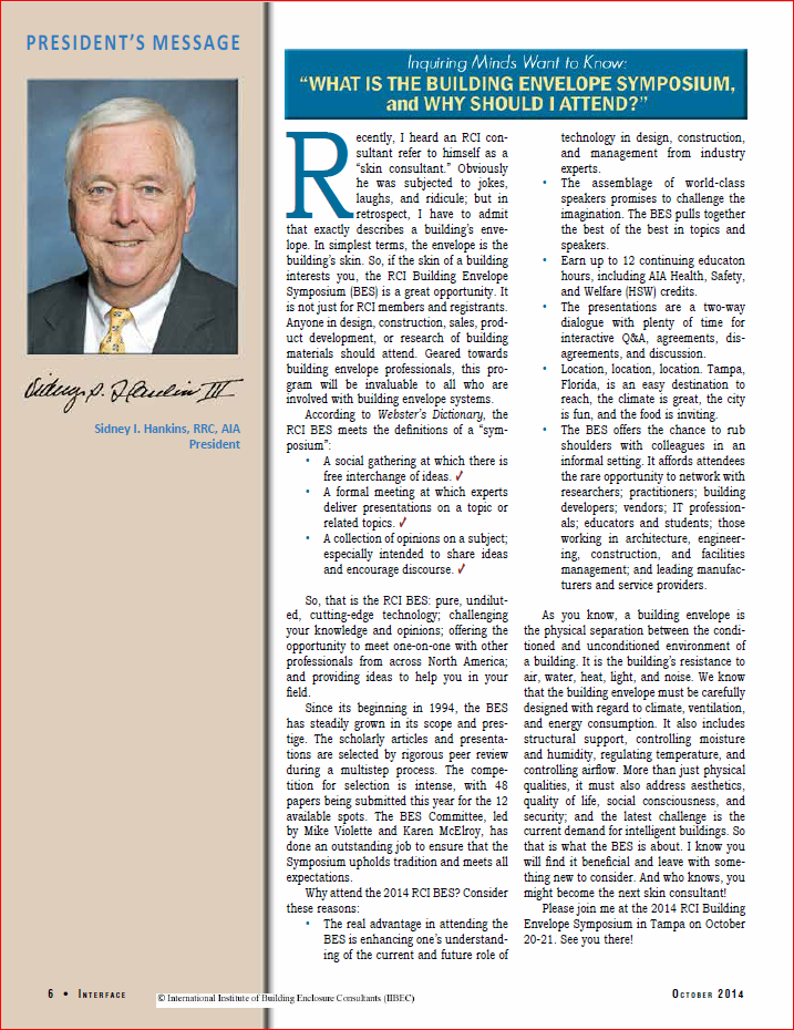 2014 10 Presidents Message | IIBEC