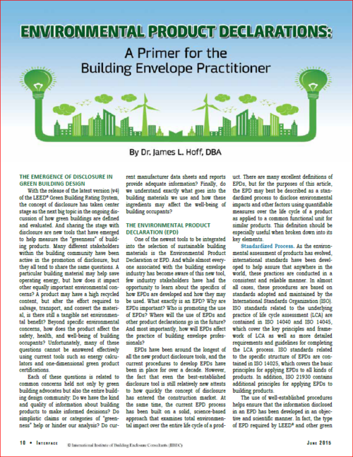 2015.06 Environmental Product Declarations | IIBEC