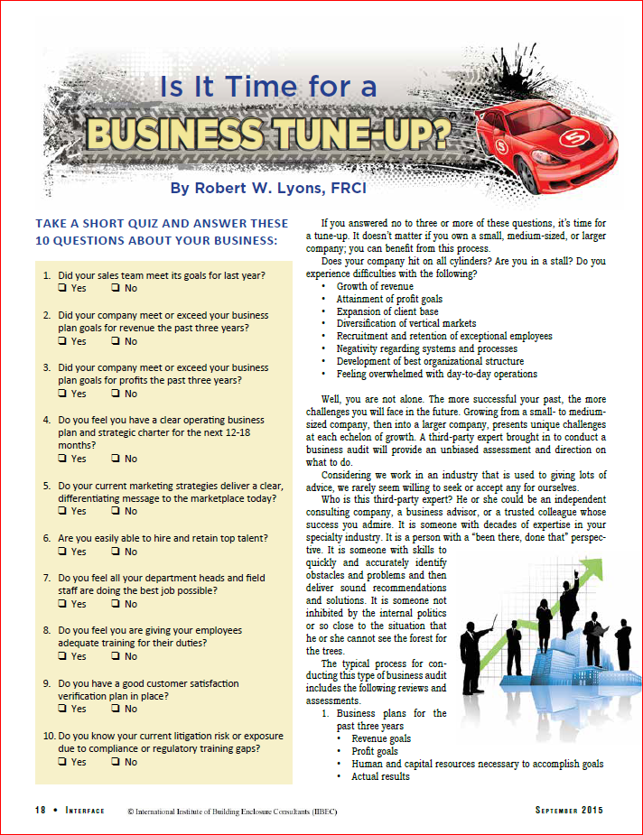 2015.09 Time For A Tune Up | IIBEC