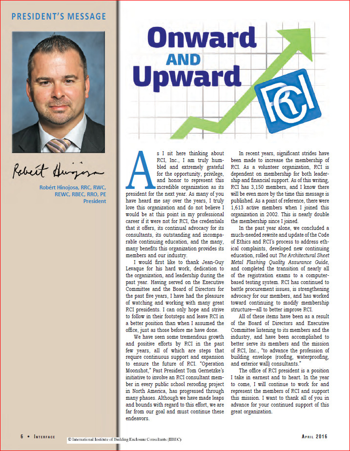 2016 04 Presidents Message | IIBEC