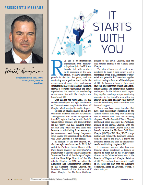 2016 10 Presidents Message | IIBEC