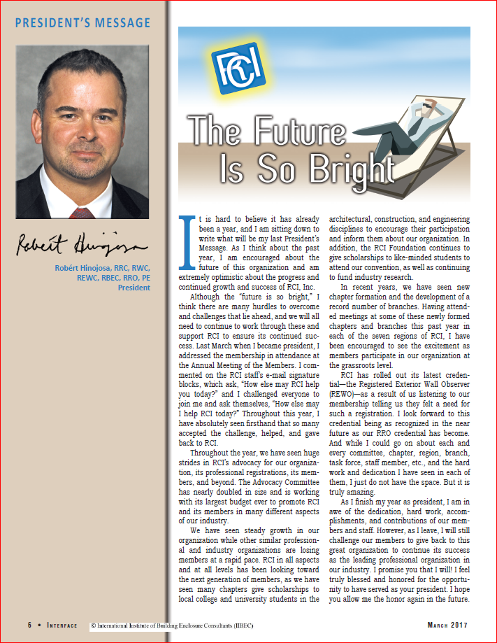 2017 03 Presidents Message | IIBEC