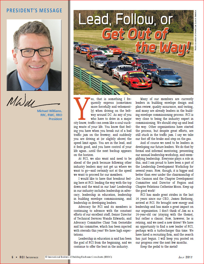 2017 07 Presidents Message | IIBEC