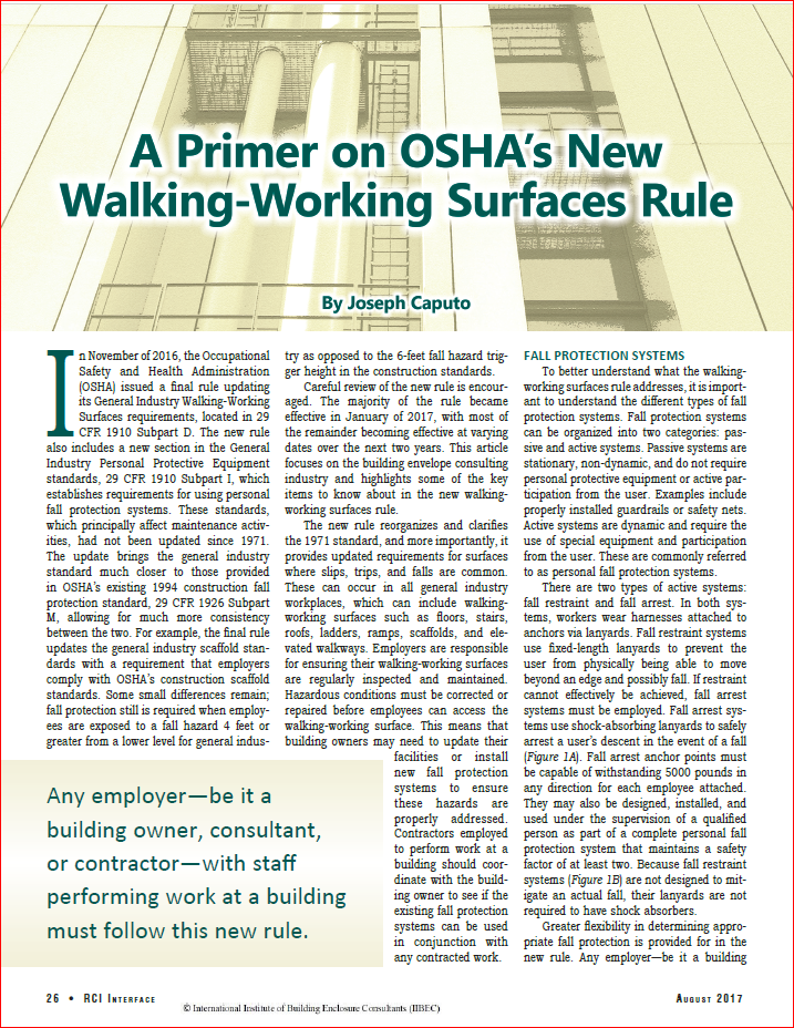2017 08 Walking Working Surface Rule | IIBEC