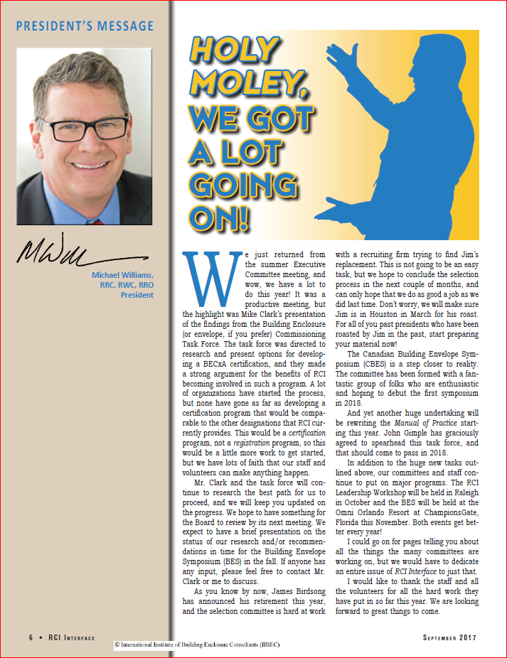 2017 09 Presidents Message | IIBEC