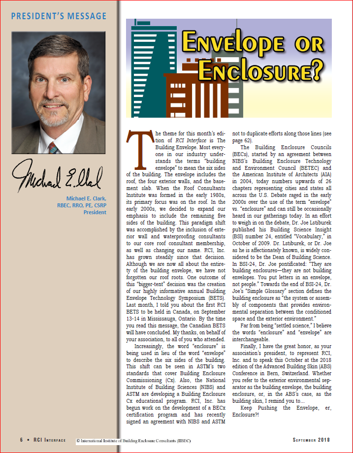 2018 09 Presidents Message | IIBEC