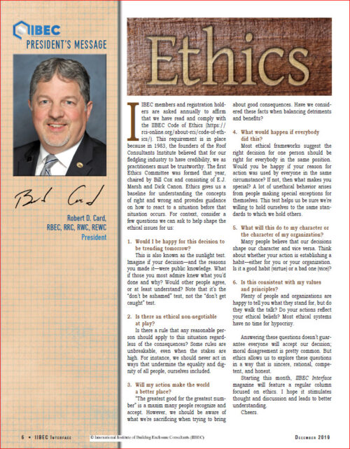 2019 12 Presidents Message | IIBEC