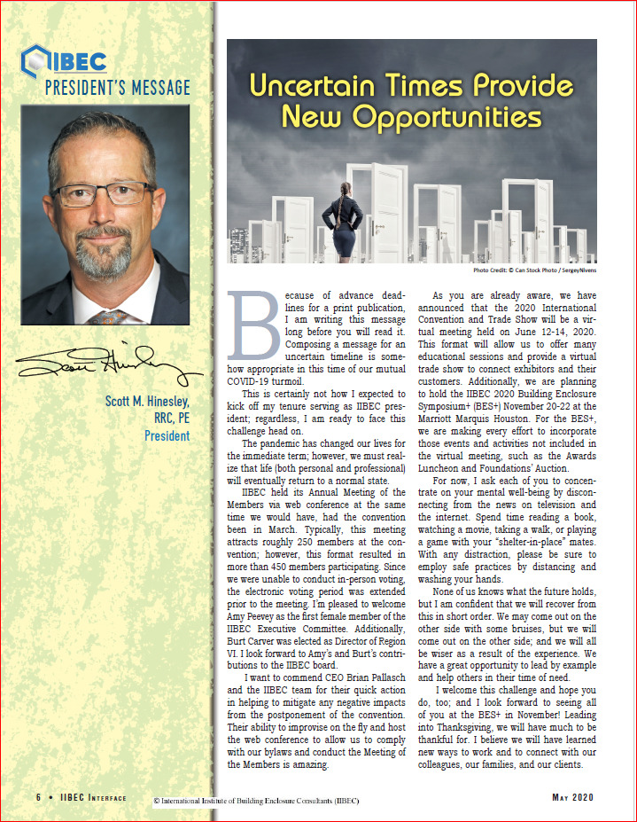 2020 05 Presidents Message | IIBEC