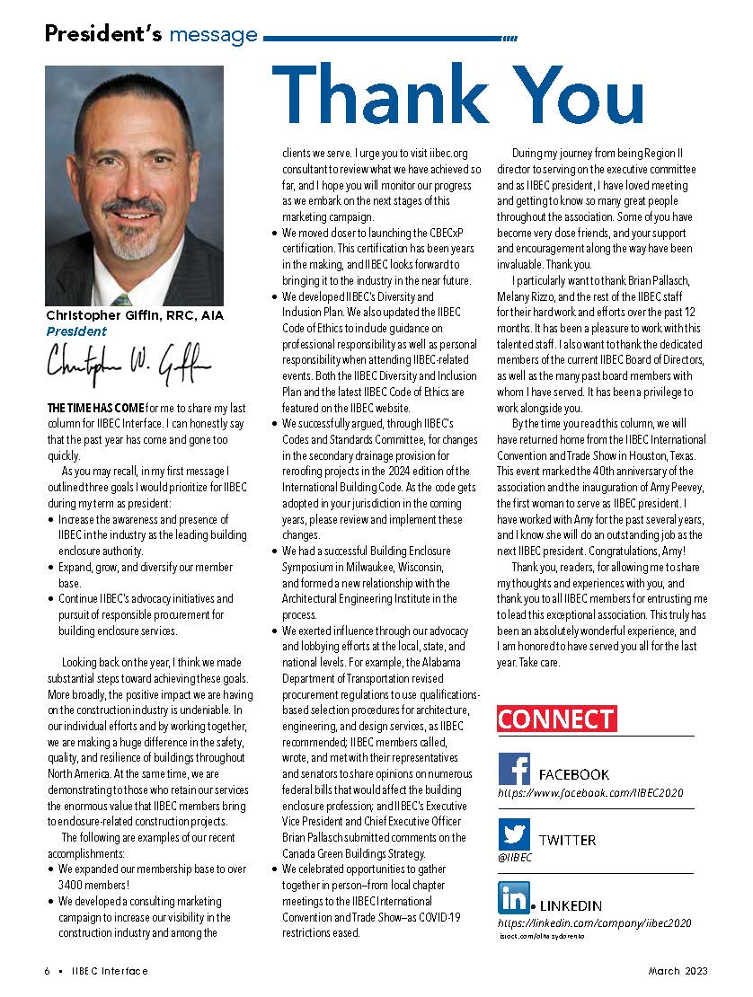 2023 03 Presidents Message | IIBEC