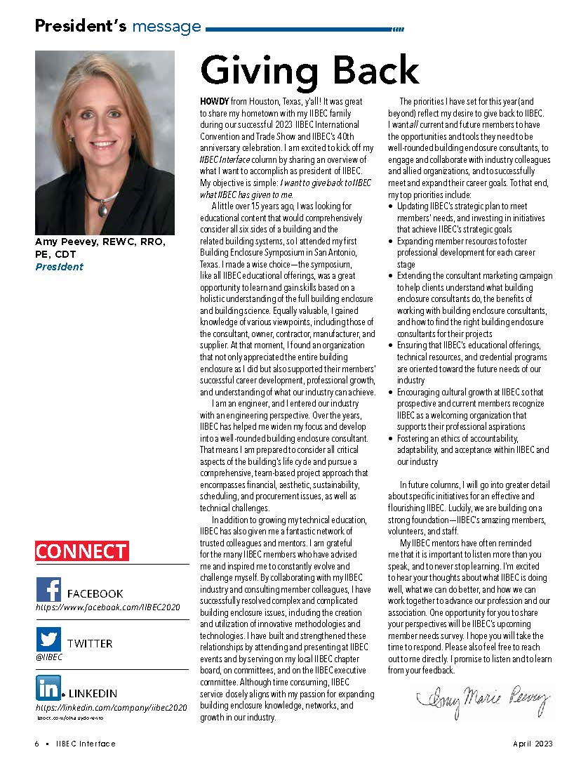 2023 04 Presidents Message | IIBEC