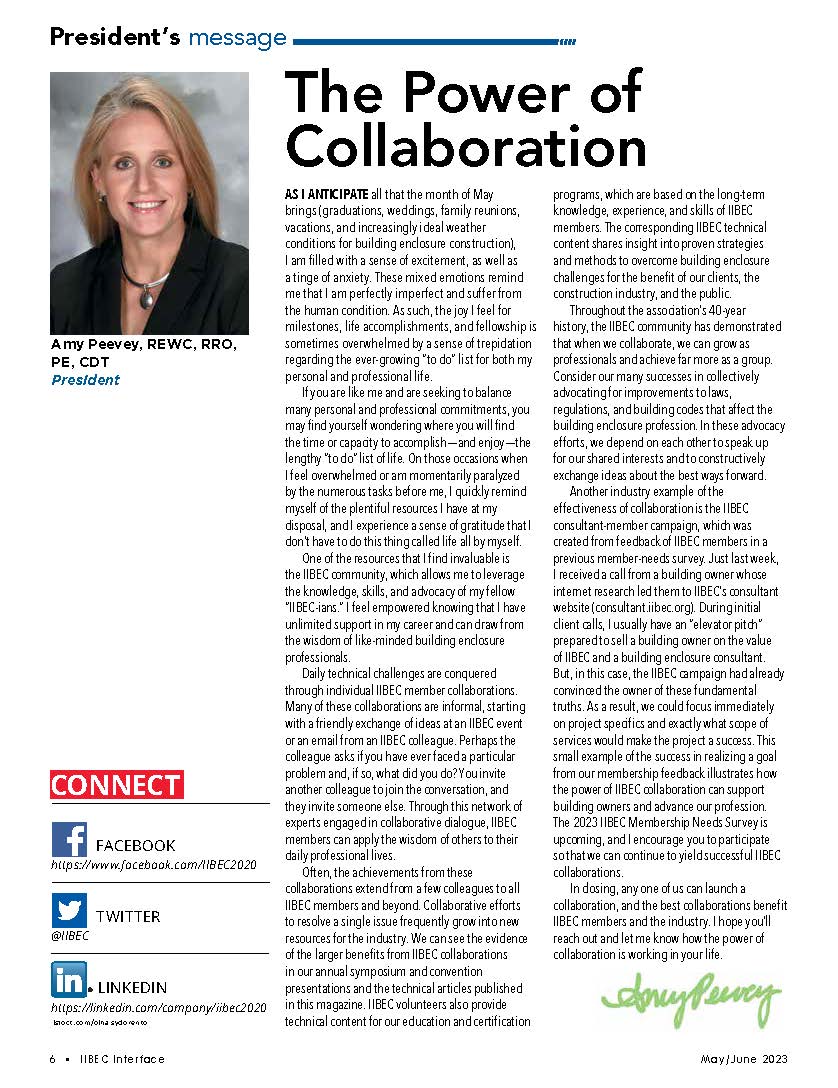 2023 05 Presidents Message | IIBEC