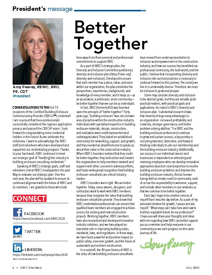 2023 07 Presidents Message | IIBEC