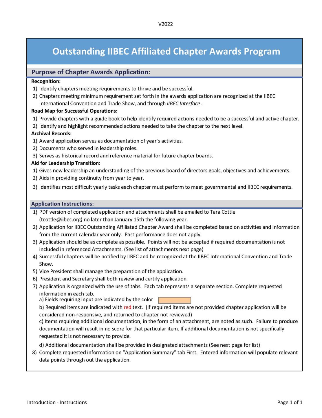 2023 Outstanding Chapter Award Application Rev0308 | IIBEC