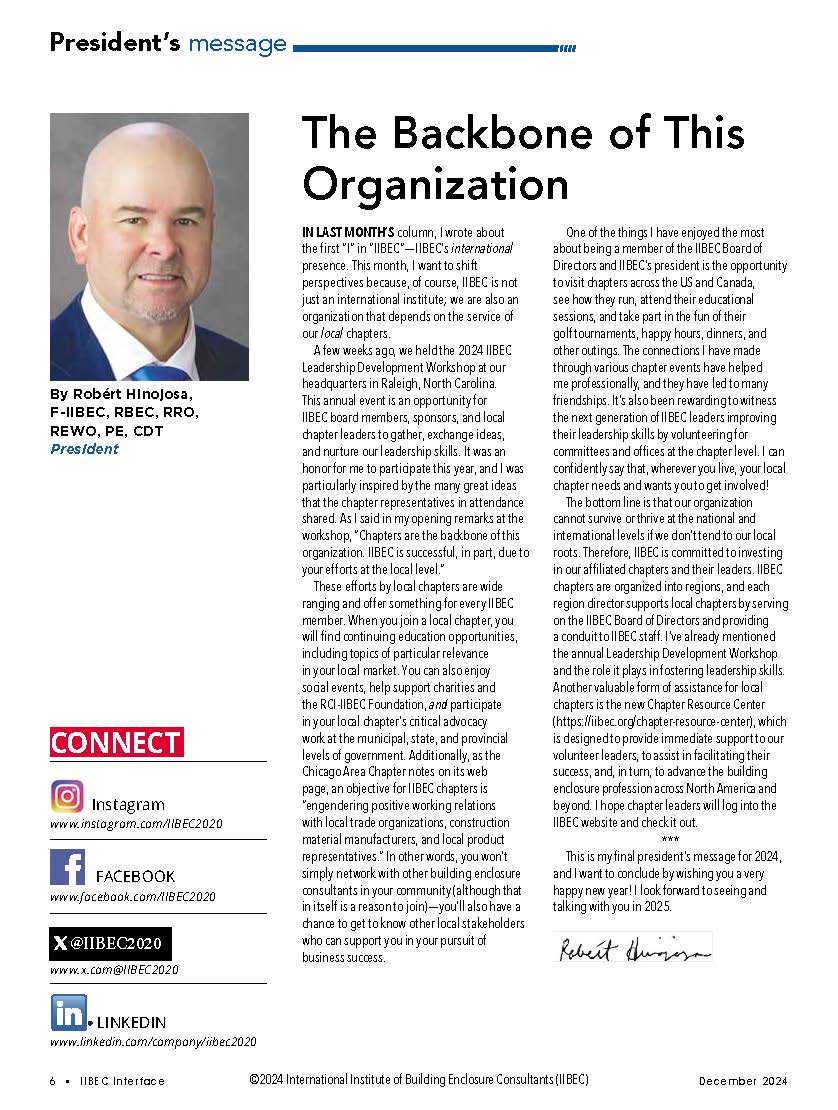 Presidents Message FINAL | IIBEC