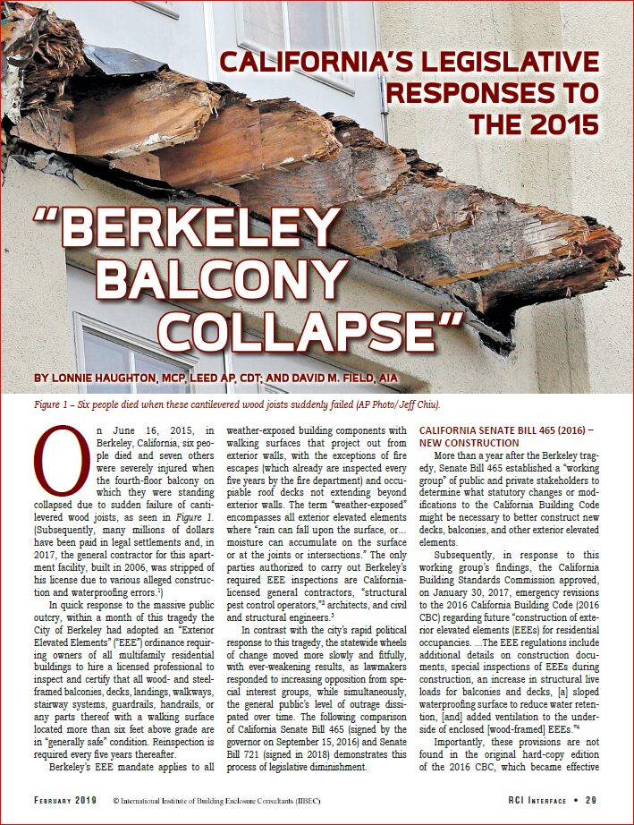 2019 02 Berkeley Balcony Collapse | IIBEC