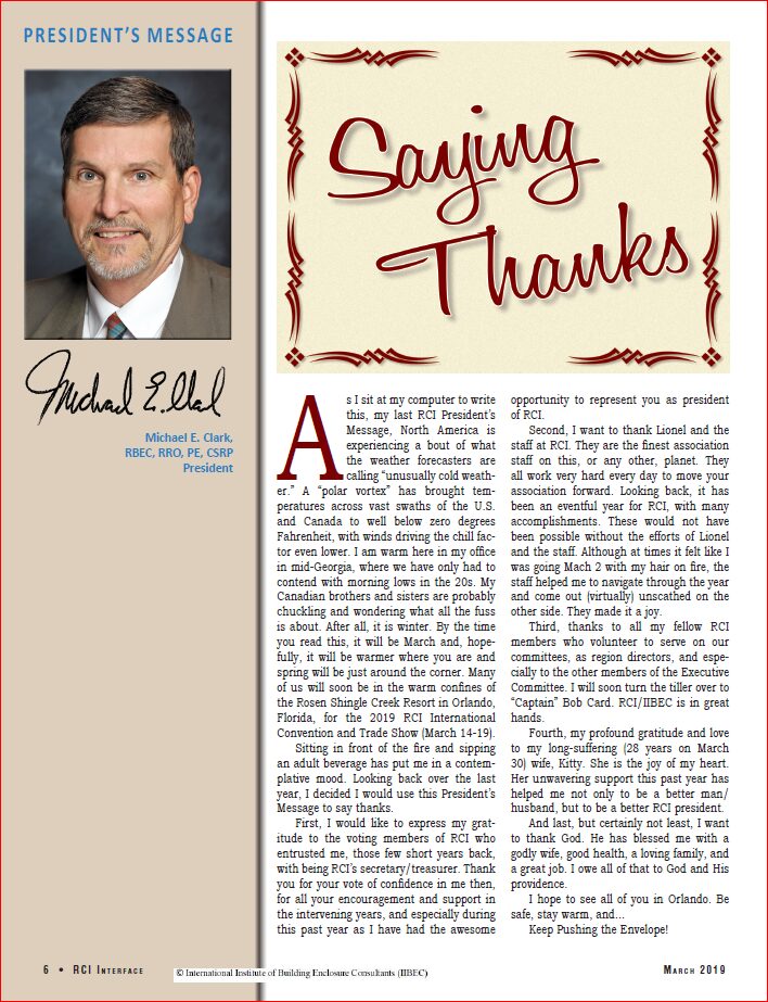 2019 03 Presidents Message | IIBEC