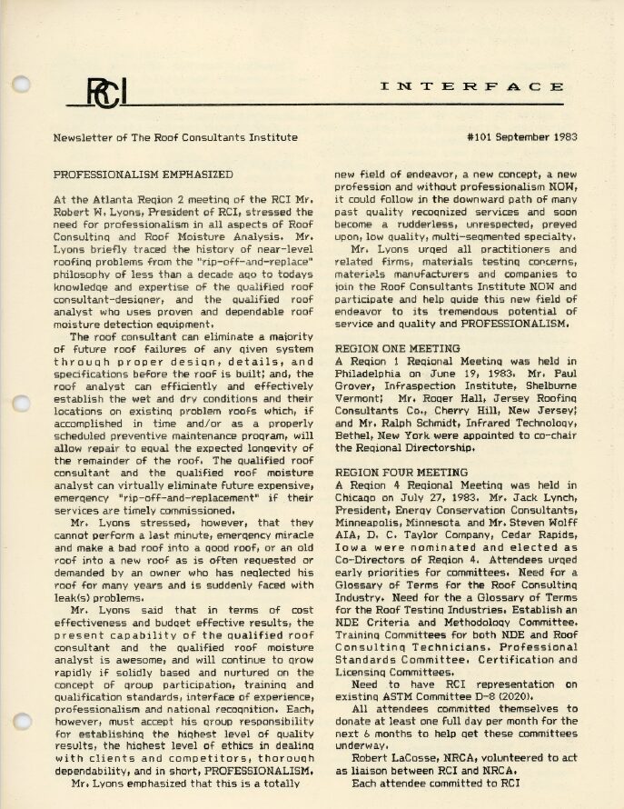 1983 09 Interface Newsletter 101 | IIBEC