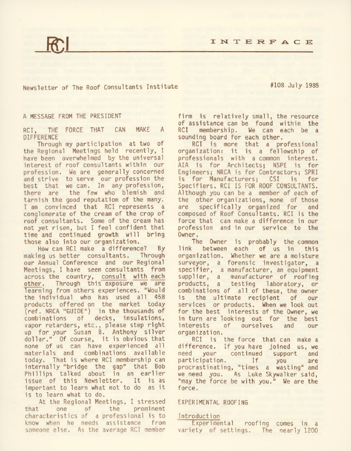 1985 07 Interface Newsletter 108 | IIBEC