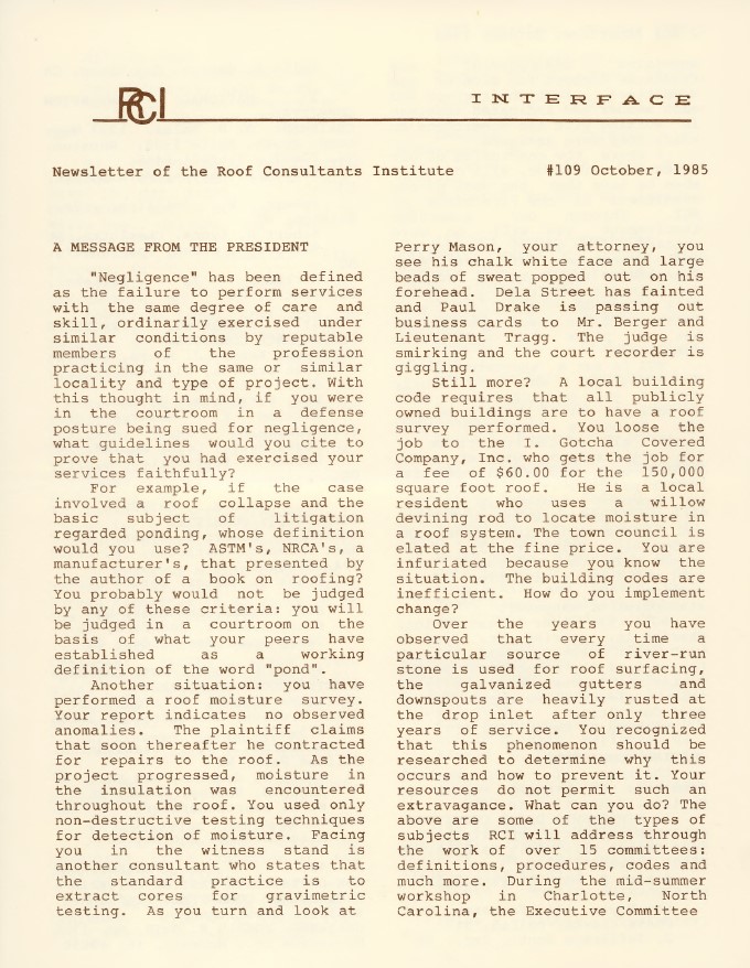 1985 10 Interface Newsletter 109 | IIBEC
